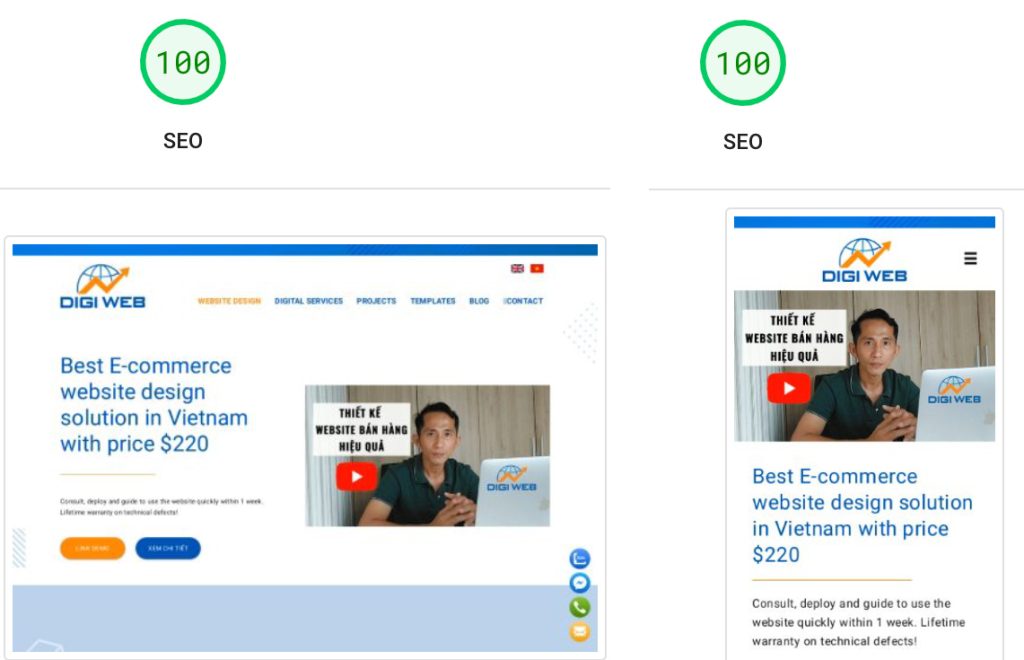 Premium website design service in Vietnam with Google AMP technology